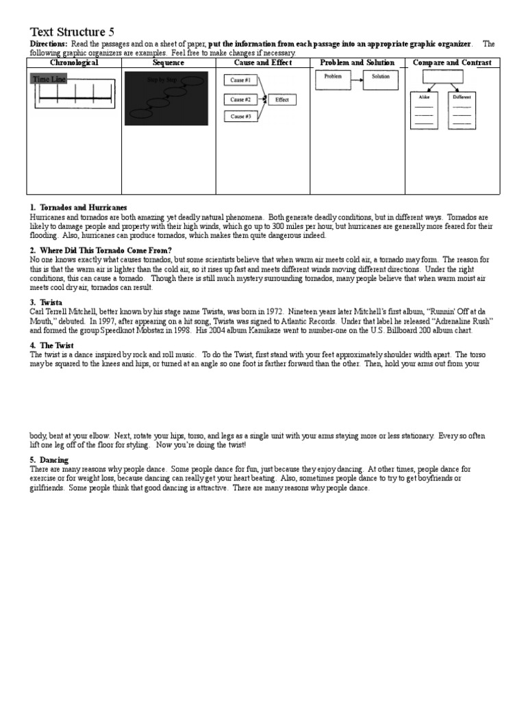 Identifying Text Structure 5 | PDF