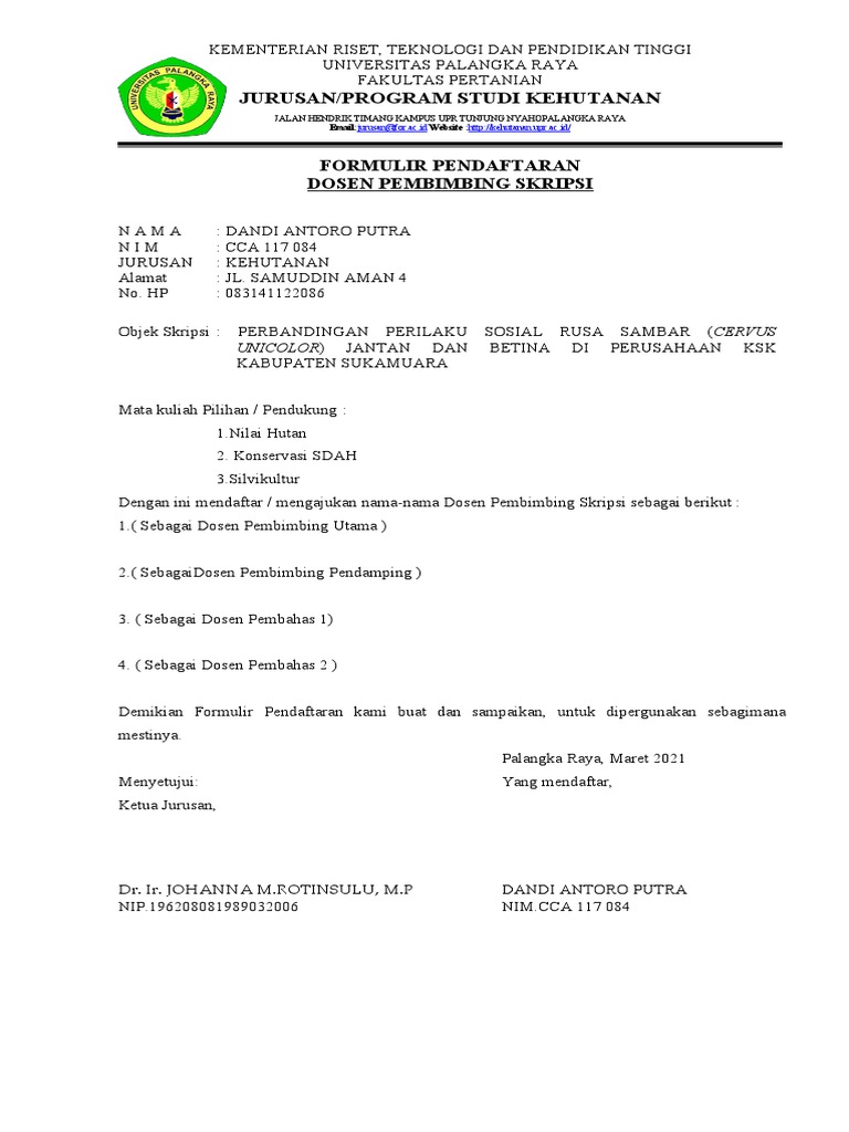 Lembar Pengajuan Judul Skripsi Dandi | PDF