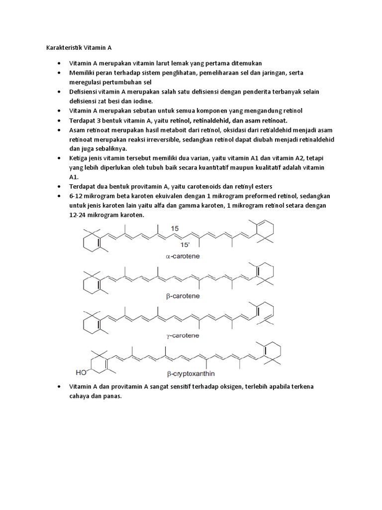 Karakteristik Vitamin A | PDF