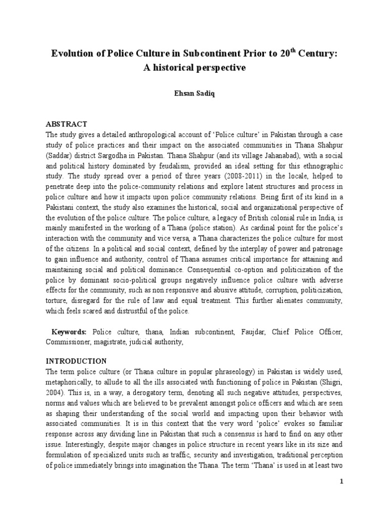 Evolution of Police Culture Prior To 20th Century | PDF | Police ...