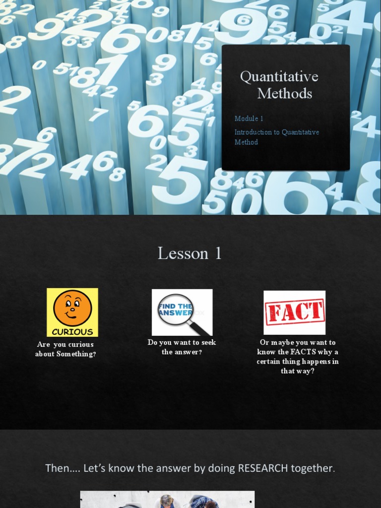 QUANTITATIVE METHODS (Module 1.A) | PDF | Experiment | Scientific Method