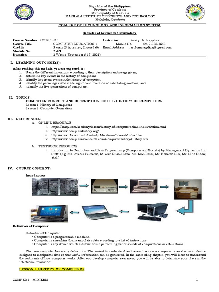 Comp Ed 1 Module 2 Unit 1 Week 2 3 | PDF | Integrated Circuit ...