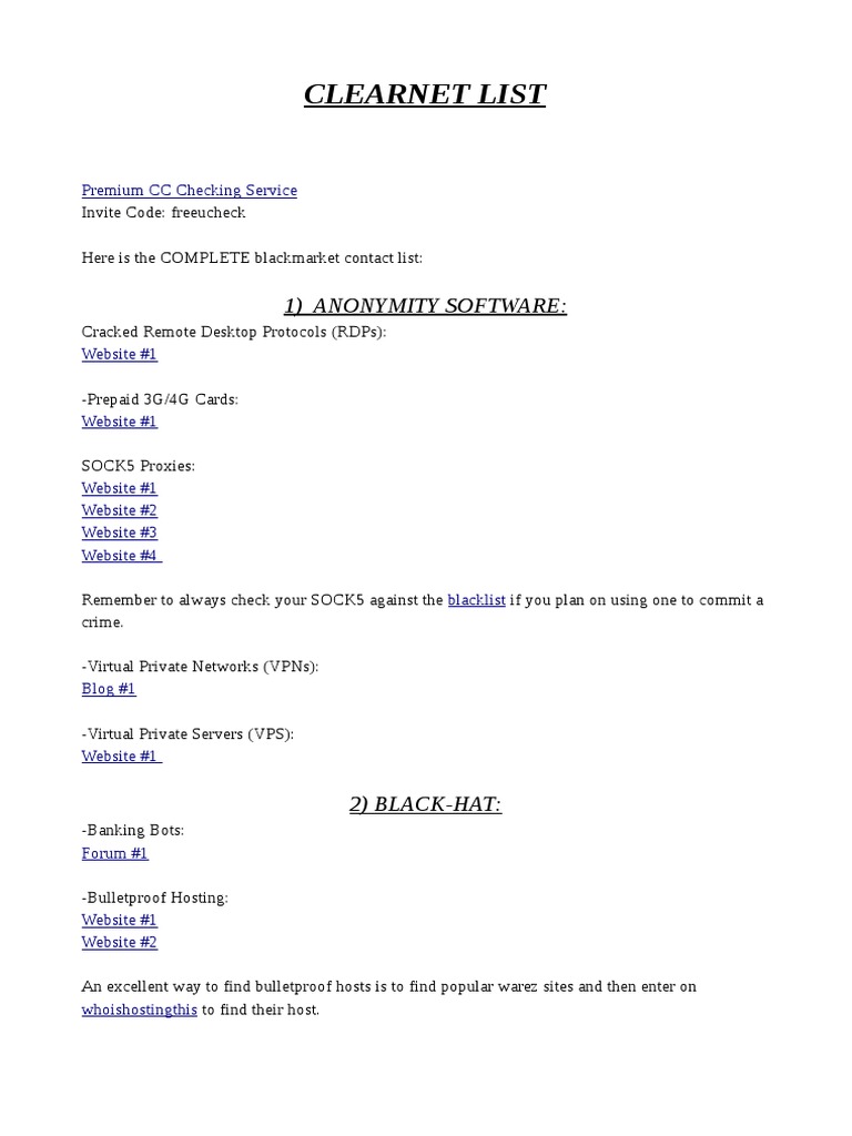 Clearnet List of Darkness 2015 | PDF | Voucher | Computer Law