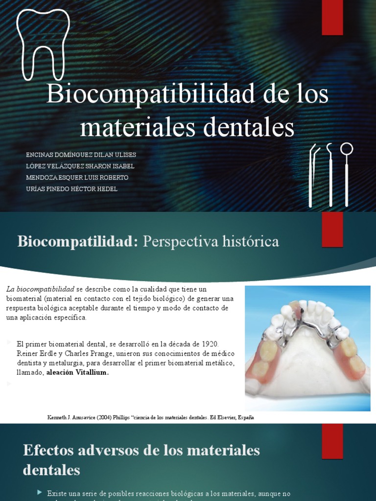 Biocompatibilidad de Materiales Dentales | PDF | Esmalte de dientes ...