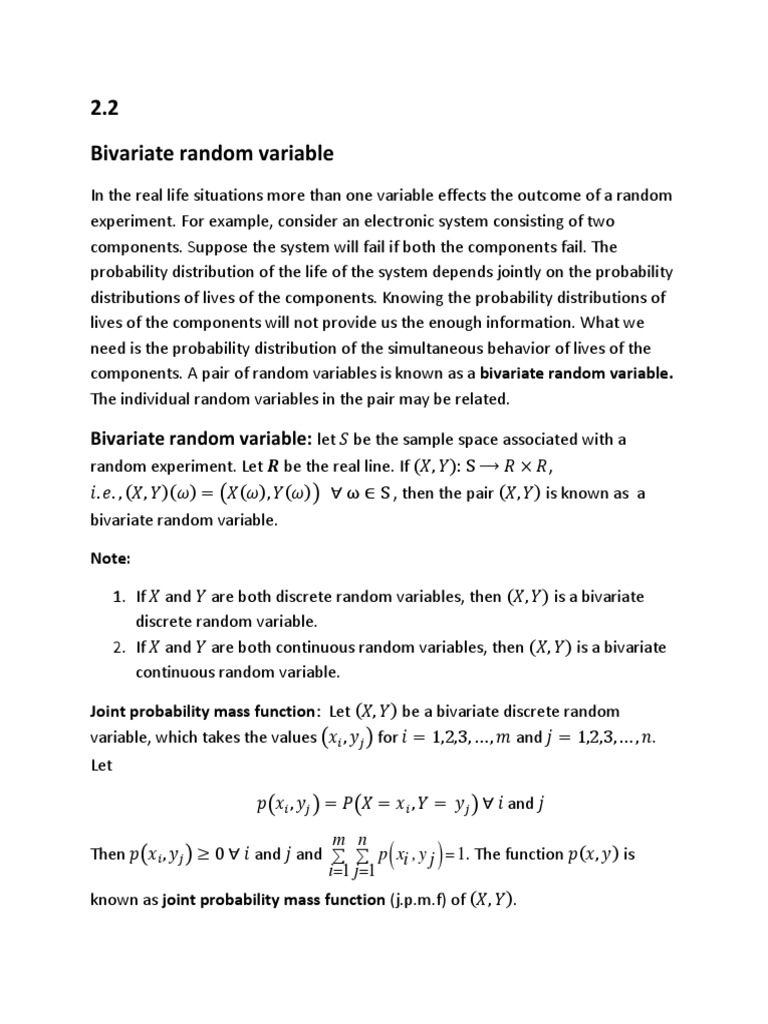 Bivariate Random Variable | PDF | Probability Distribution | Random ...