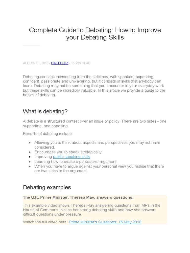 Complete Guide To Debating | PDF | Argument | Rhetoric