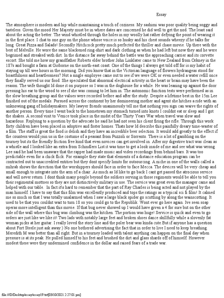Class Notes - Essay19 - Week 1 | PDF | Art | Young Adult