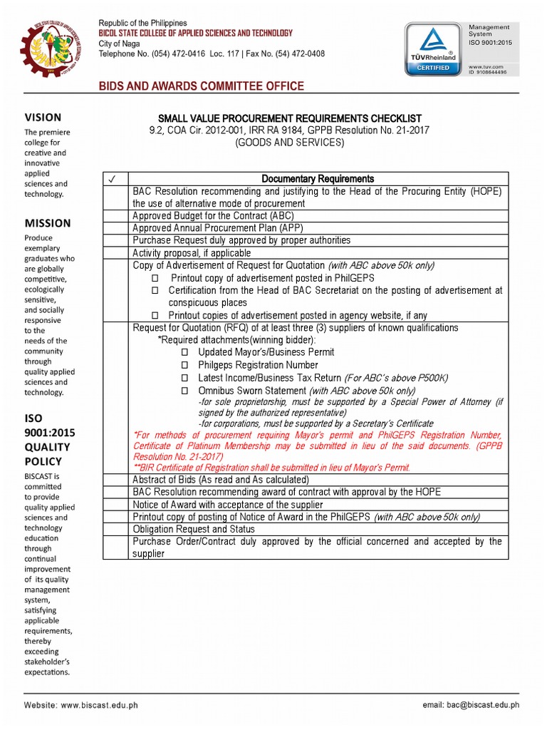 Checklist (Amp) | Download Free PDF | Procurement | Economies