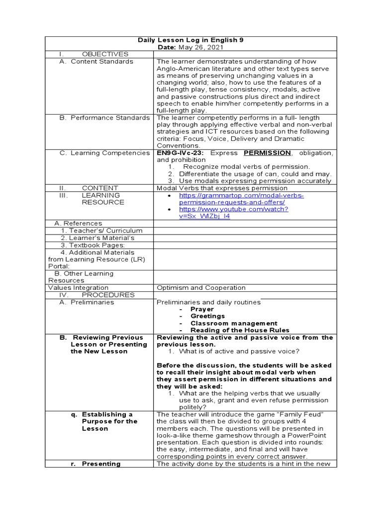 Daily Lesson Log - Grade 9 | PDF | Teachers | Educational Assessment
