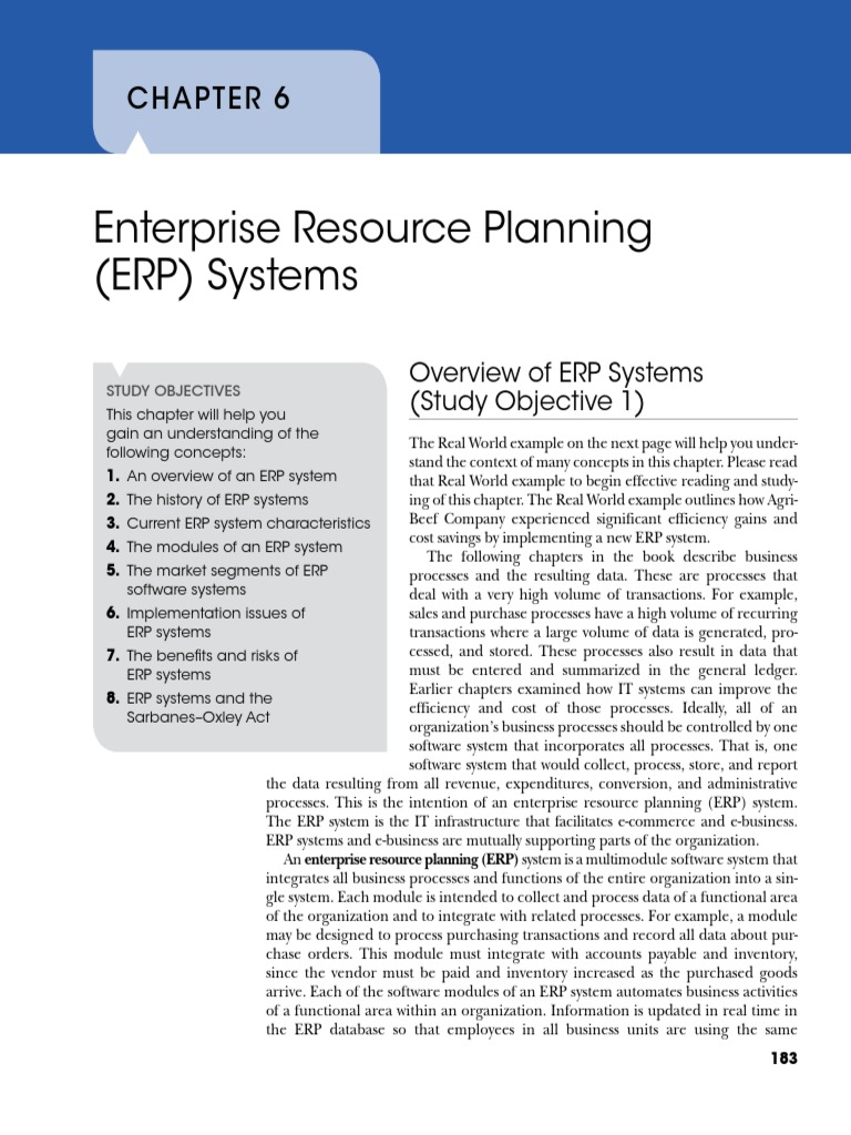 Enterprise Resource Planning (ERP) Systems: Chapter 6 | PDF ...