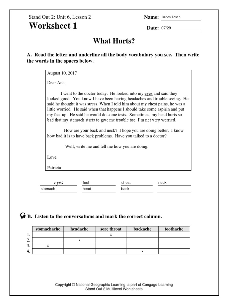 Book 2, Unit 6, Lesson 2 Worksheets | PDF