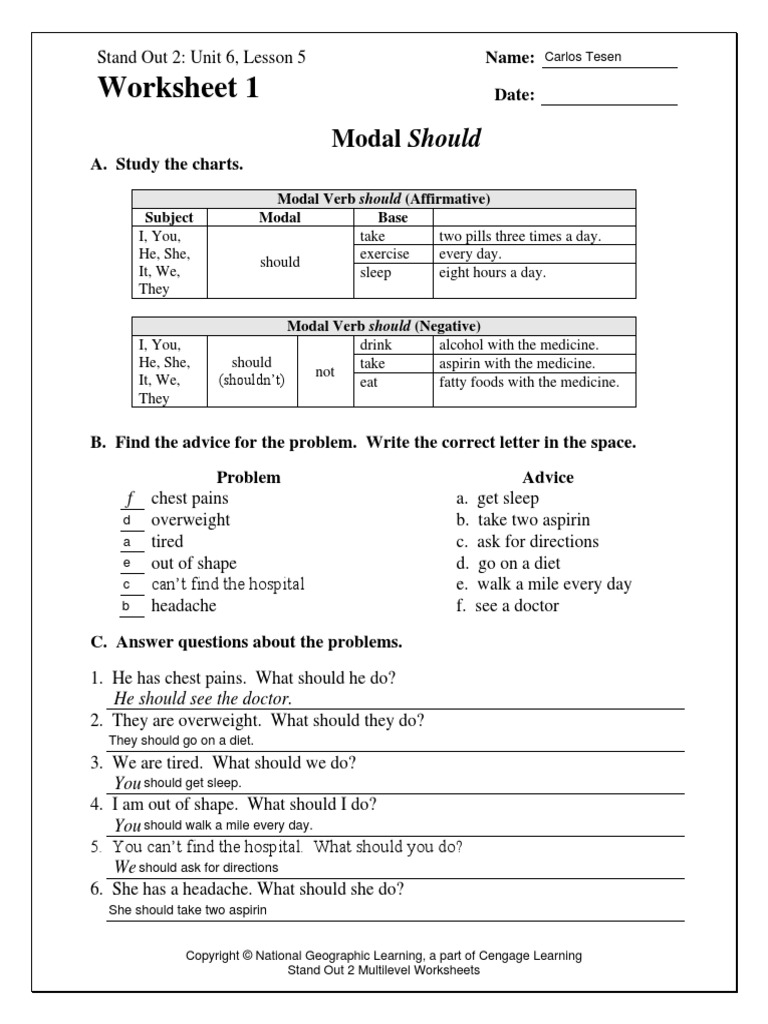 Book 2, Unit 6, Lesson 5 Worksheets | PDF | Diseases And Disorders ...