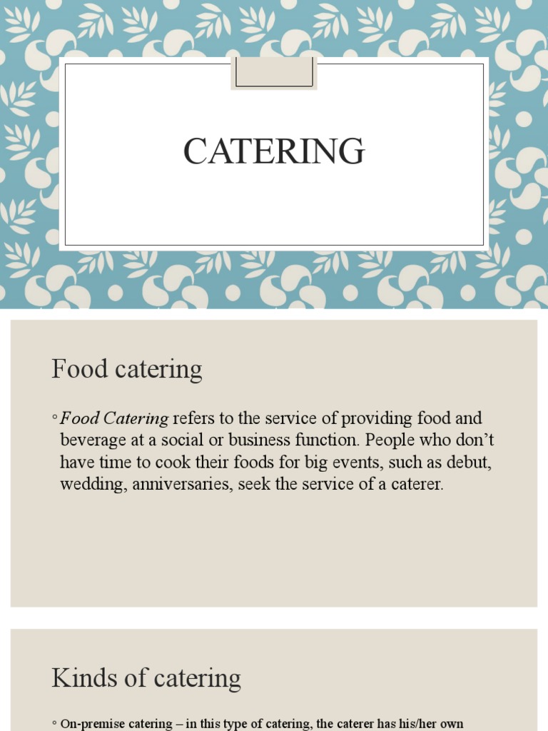 Catering | PDF | Foods | Employment