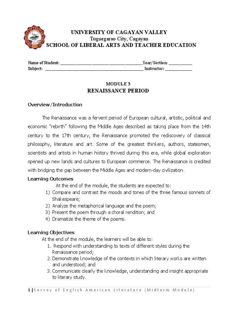 (Midterm) Survey of English American Literature 2 | PDF | Sonnets ...