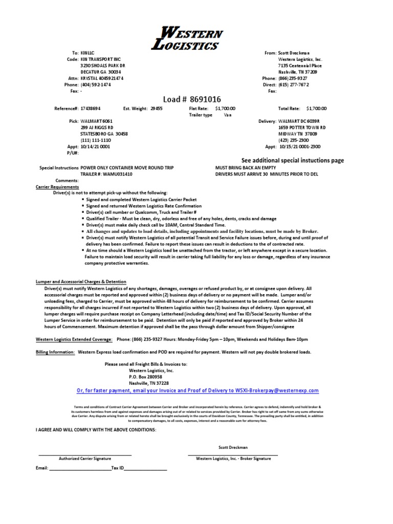 Rate Confirmation New - PDF Kris 1 | PDF | Invoice | Receipt