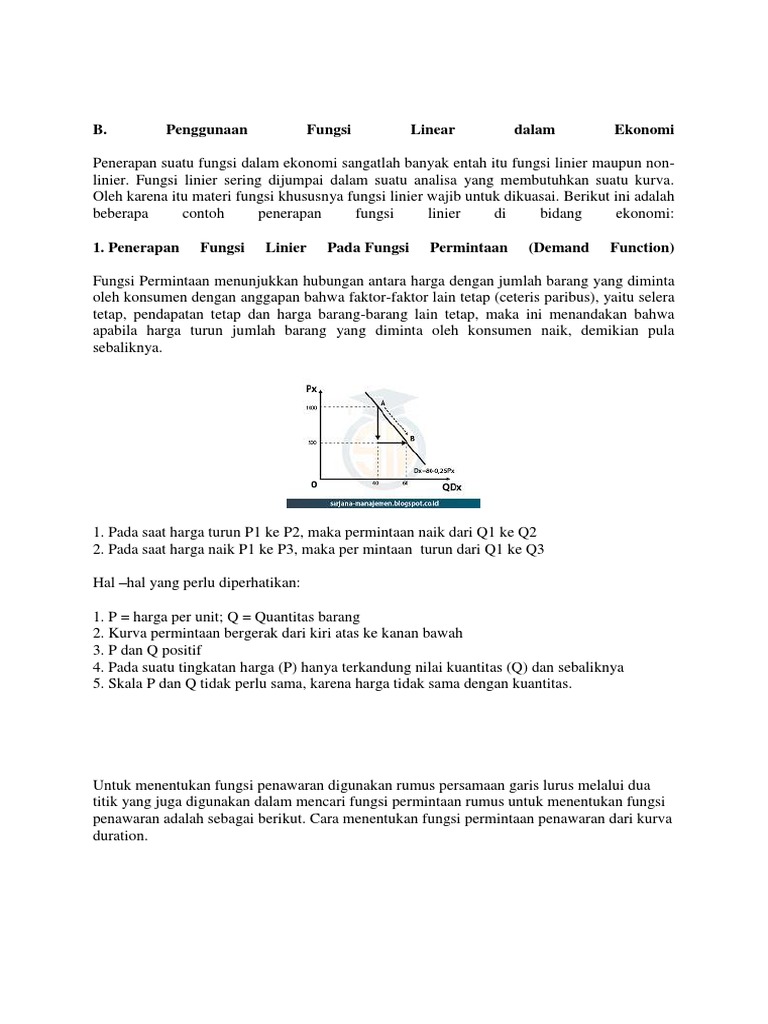 Fungsi Permintaan dalam Ekonomi Linear | PDF | Bisnis | Pengelolaan ...