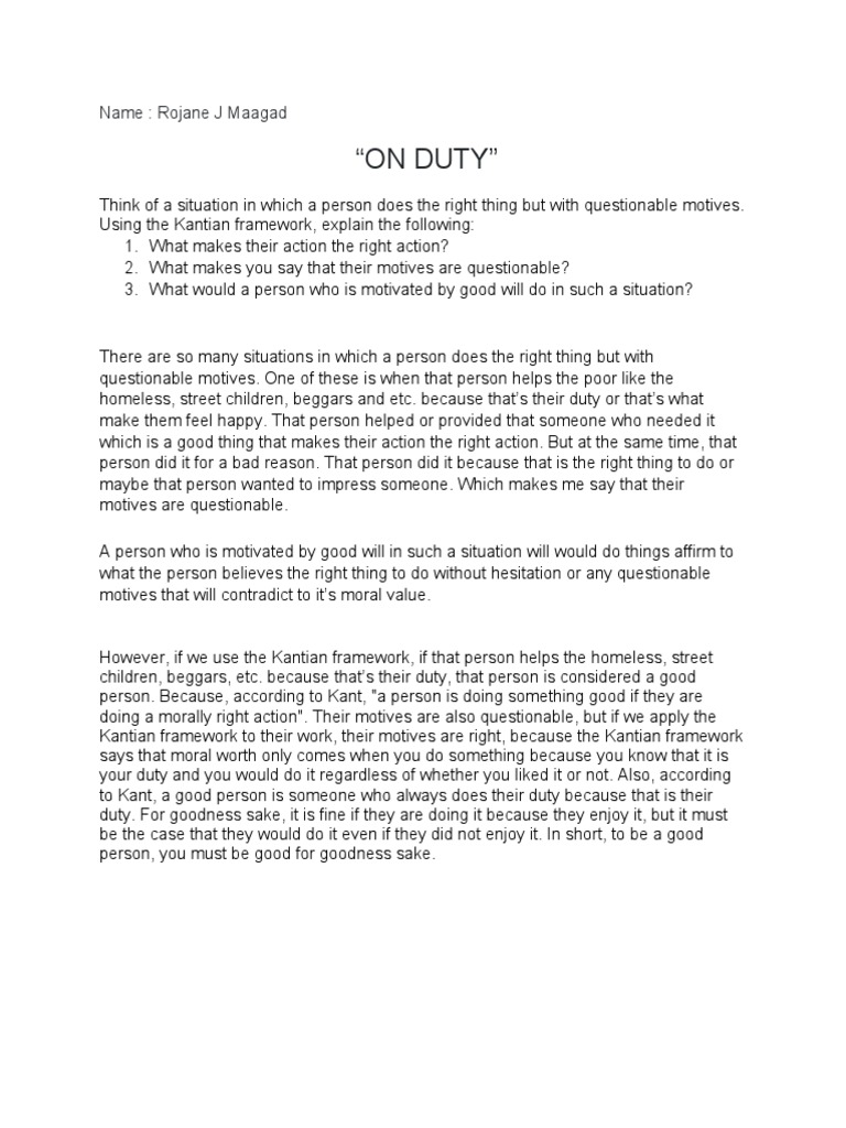 "On Duty": Name: Rojane J Maagad | PDF