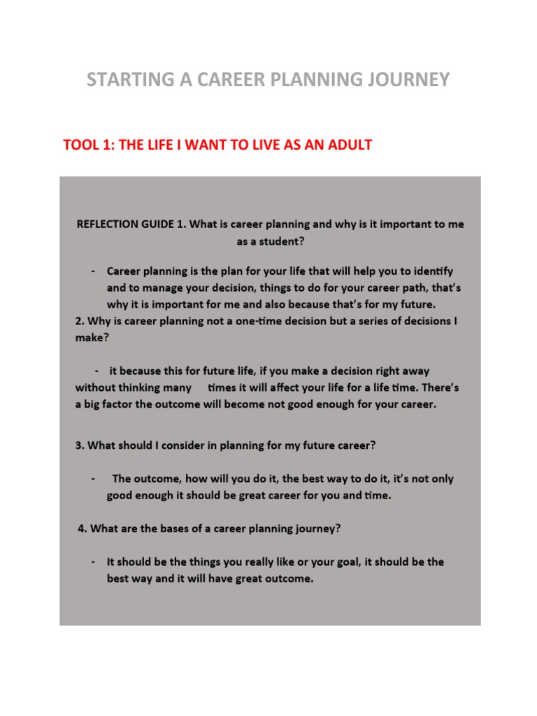 Starting A Career Planning Journey | PDF