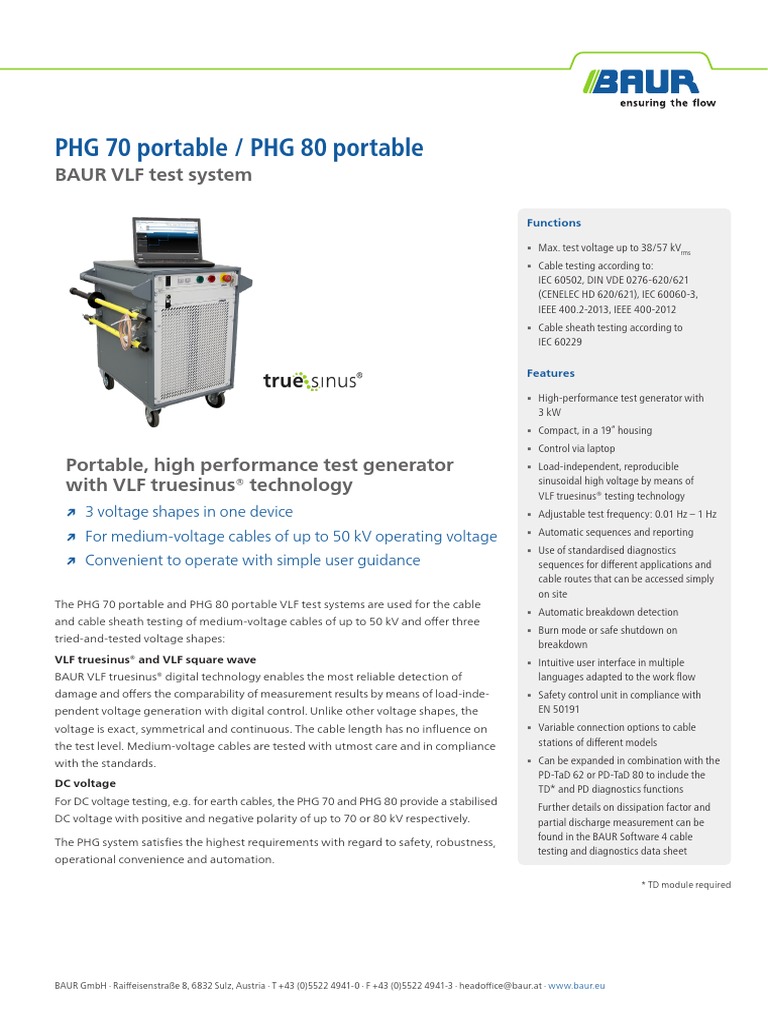 DS - VLF Test System - PHG 70 - PHG 80 - Portable - BAUR - En-Gb | PDF ...