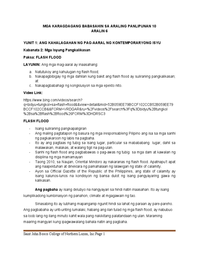 ARALIN 6 - Flash Floods | PDF