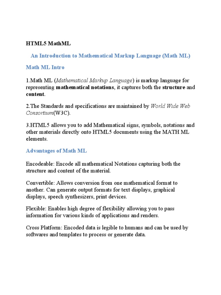 MathML With HTML5 | PDF | Html Element | Html5