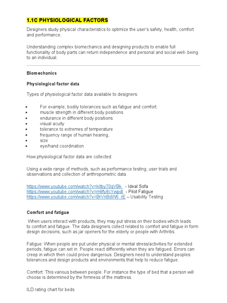 1.1C Physiological Factors: Biomechanics Physiological Factor Data ...