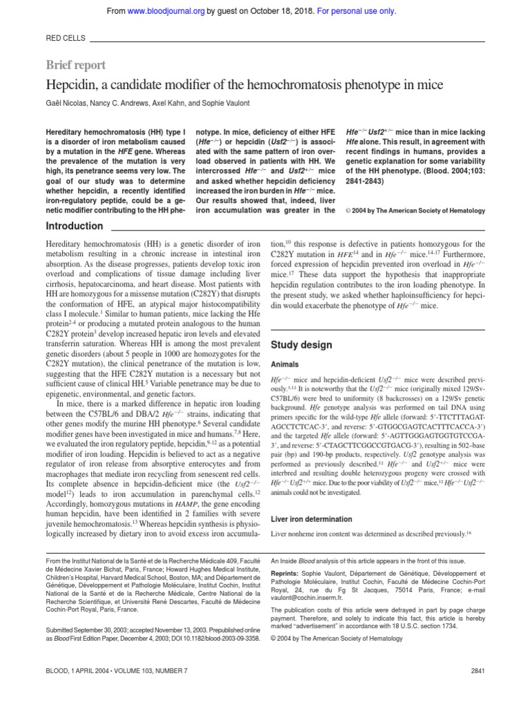 Hepcidina Hemocromatoza | PDF | Life Sciences | Medical Specialties
