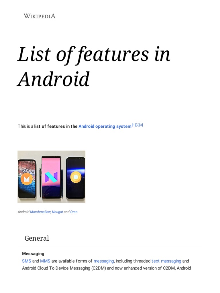List of Features in Android - Wikipedia | PDF | Android (Operating ...