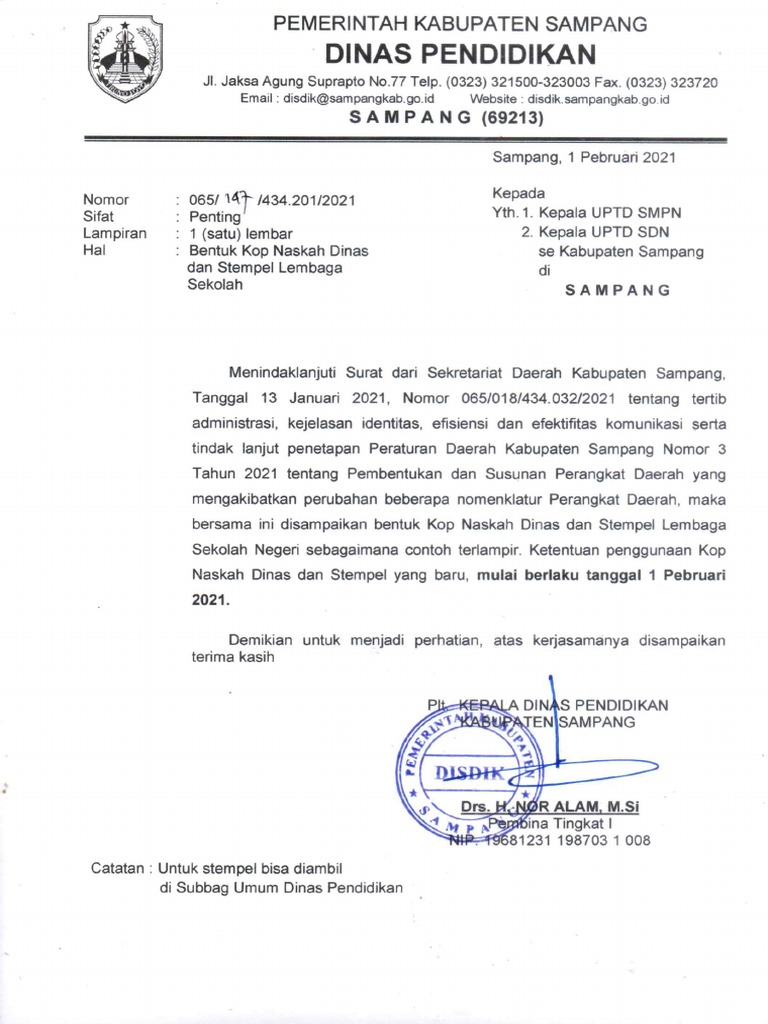Bentuk Kop Naskah Dinas Dan Stempel Lembaga Sekolah | PDF