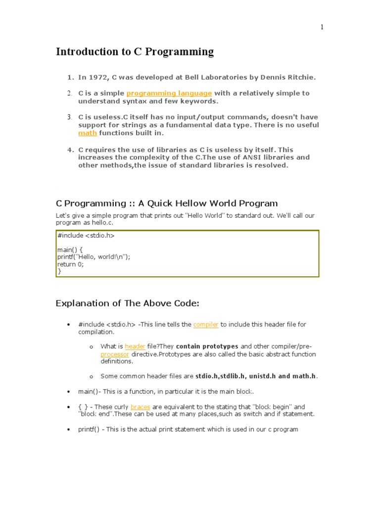 Introduction To C Programming Descargar Gratis Pdf C Programming Language Subroutine