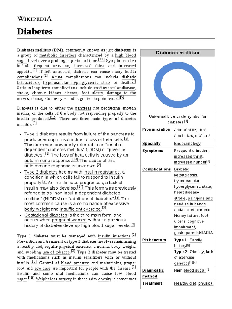 Diabetes Wiki | PDF | Diabetes | Prediabetes
