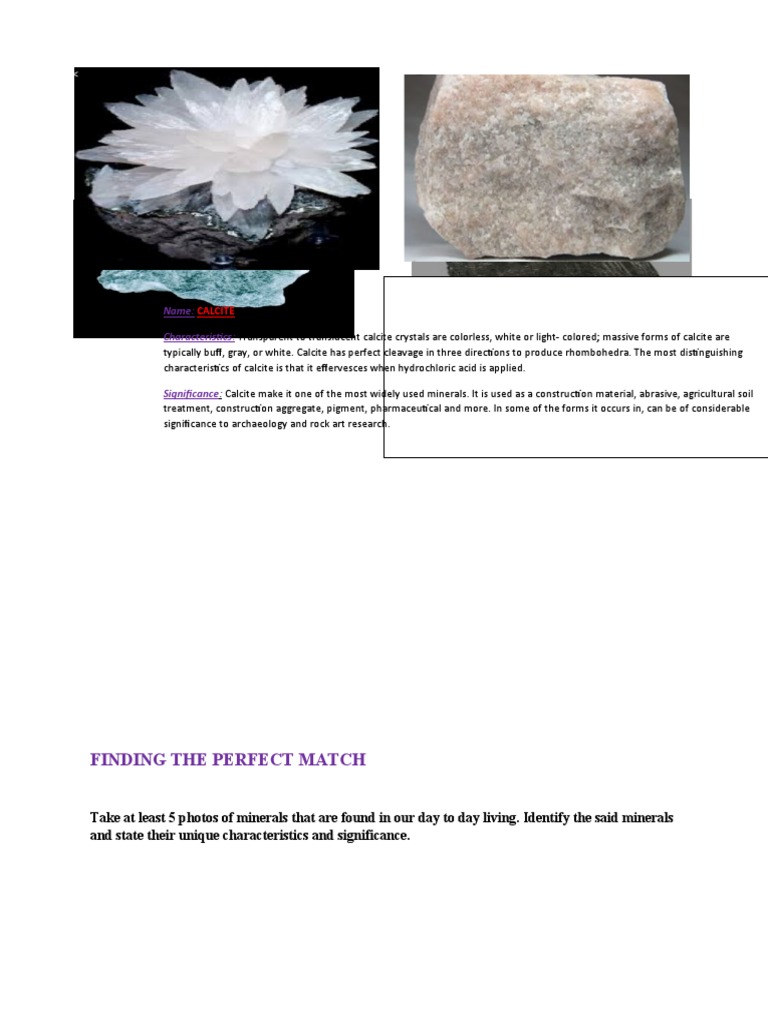 Finding The Perfect Match: Name: Characteristics | PDF | Minerals | Salt
