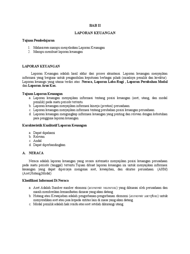 Bab 2 Laporan Keuangan | PDF