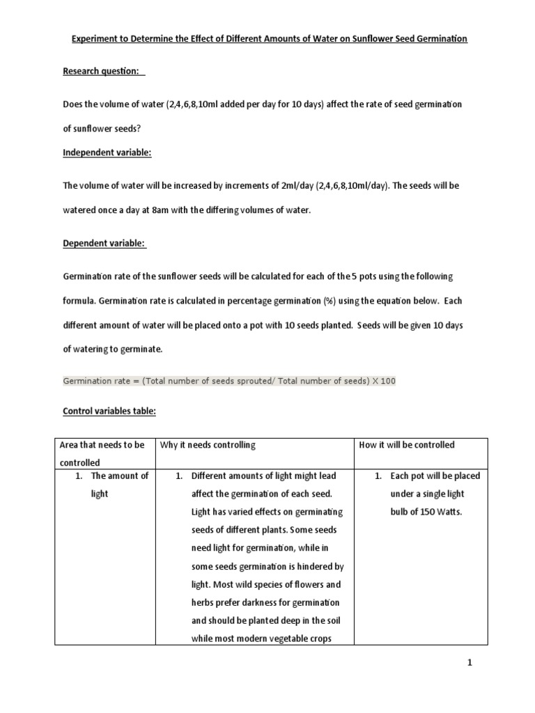 MYP 4 and 5 Criterion B C Exemplar | PDF | Seed | Germination