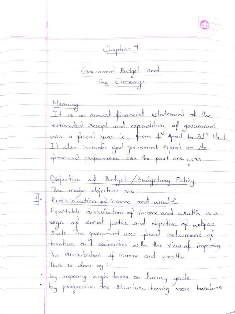 Government Budget Notes Class 12 | PDF