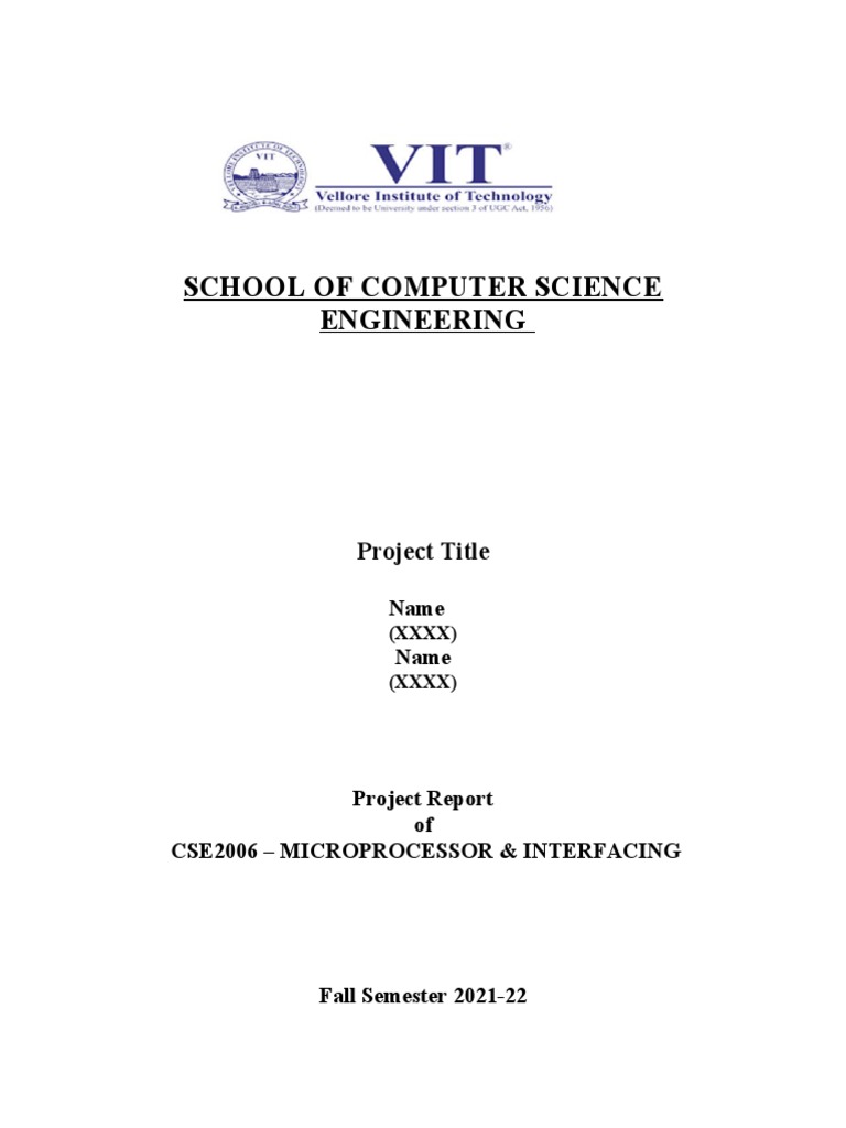 School of Computer Science Engineering: Project Title | PDF | Computing ...
