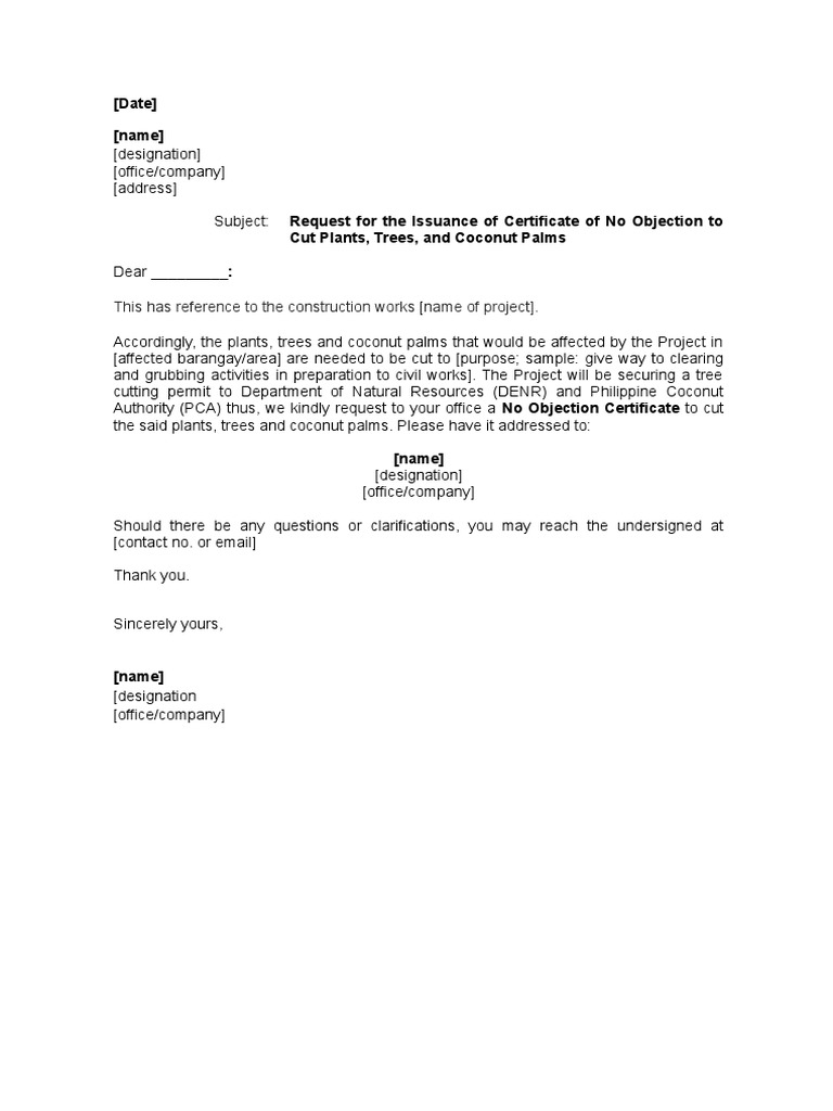 Request For Certificate of No Objection | PDF
