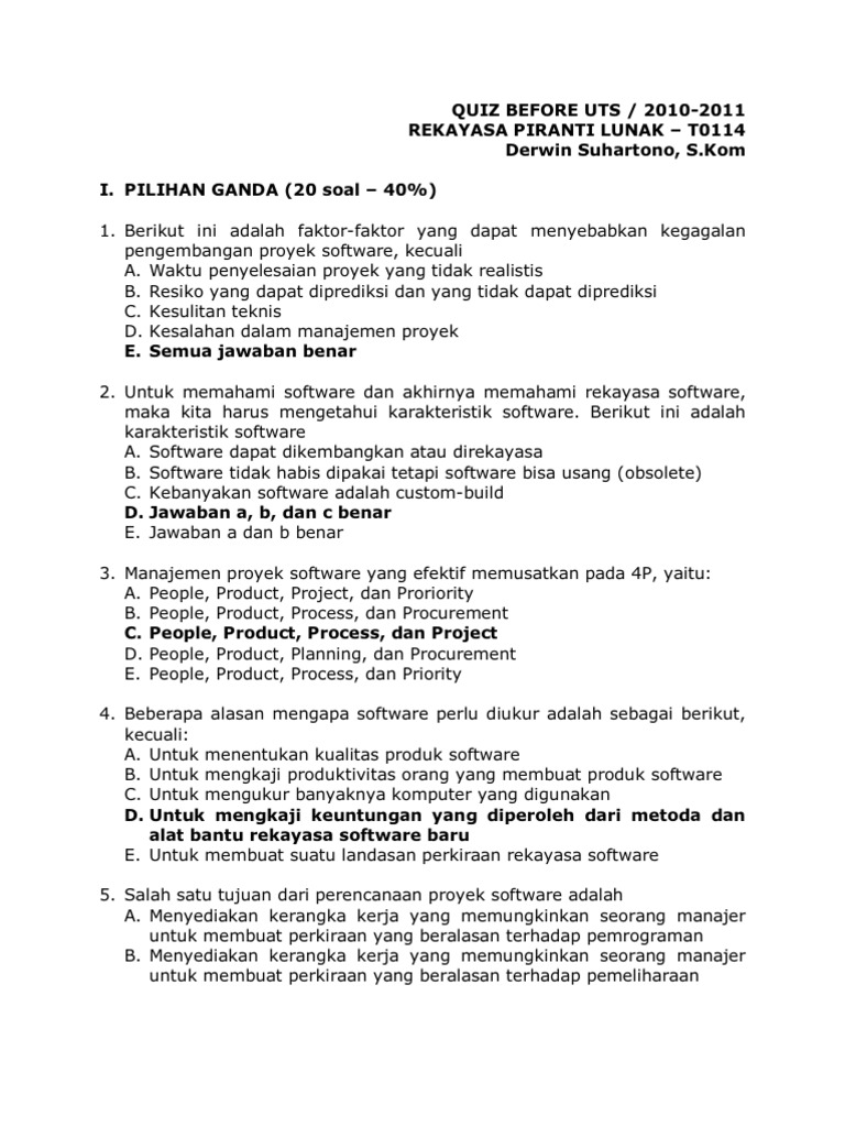 Quiz RPL Before UTS (JAWABAN) | PDF