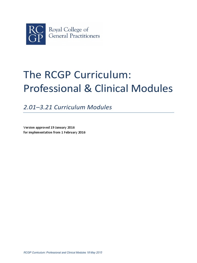 RCGP Curriculum Modules Jan2016.pdf 68839814 PDF | PDF | General ...