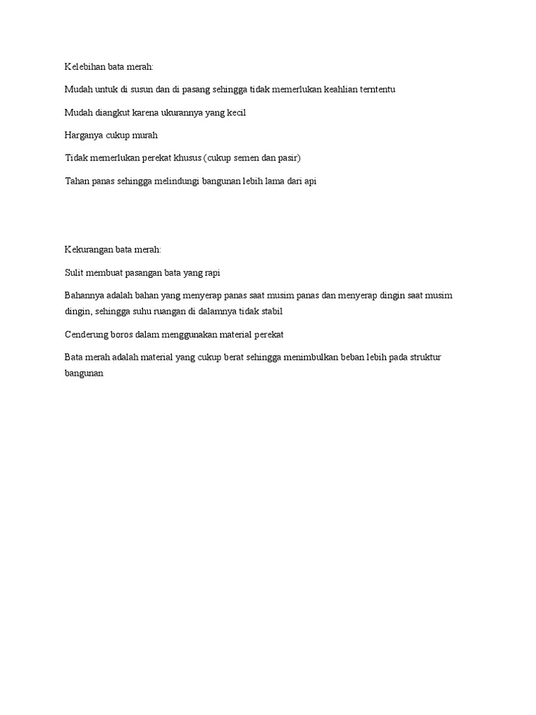 Kelebihan & Kekurangan Bata Merah | PDF