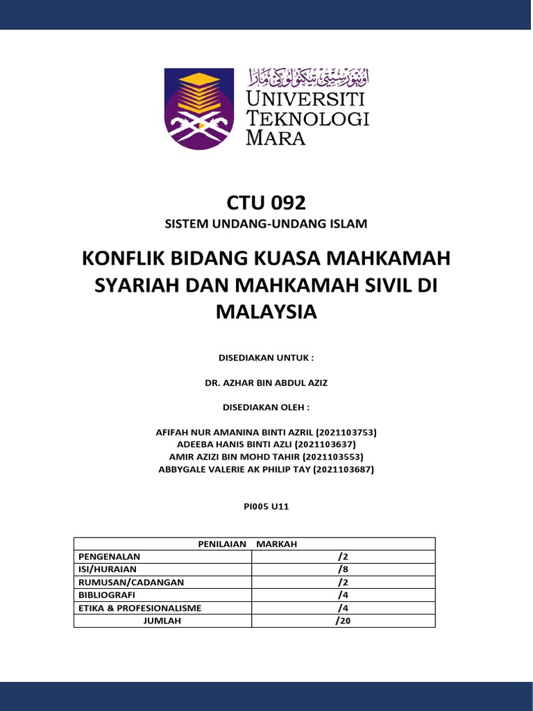 Ctu092 Konflik Bidang Kuasa Mahkamah Syariah Dan Mahkamah Sivil Di Malaysia Pdf 