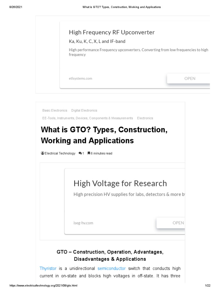 What Is GTO - Types, Construction, Working and Applications | PDF ...