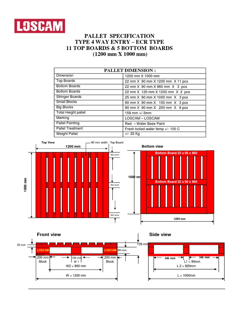 Pallet Specification 1.0m X 1 2m - ECR. T | PDF | Pallet | Freight ...