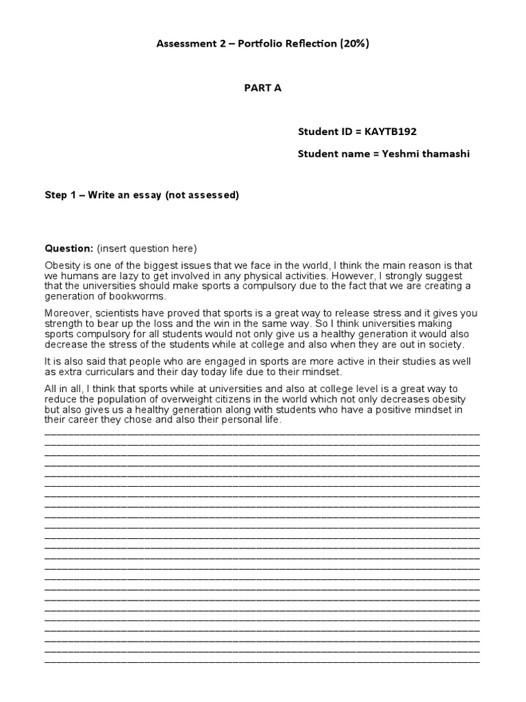 Student Portfolio Reflection | PDF | Essays | Grammar