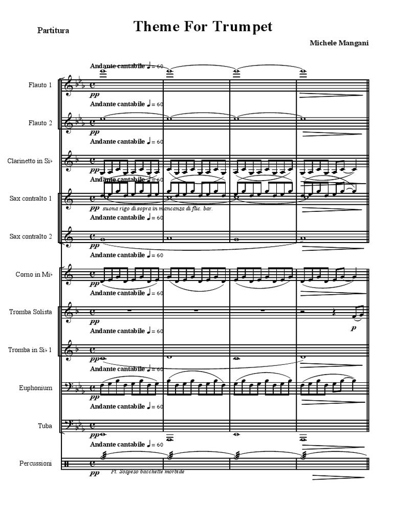 Theme For Trumpet: Partitura | PDF | Musical Notation | Aerophones