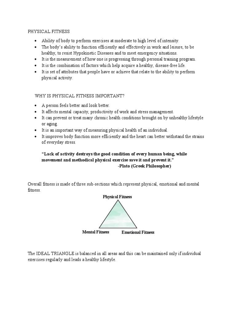 Physical Fitness Notes | PDF | Physical Fitness | Cognition