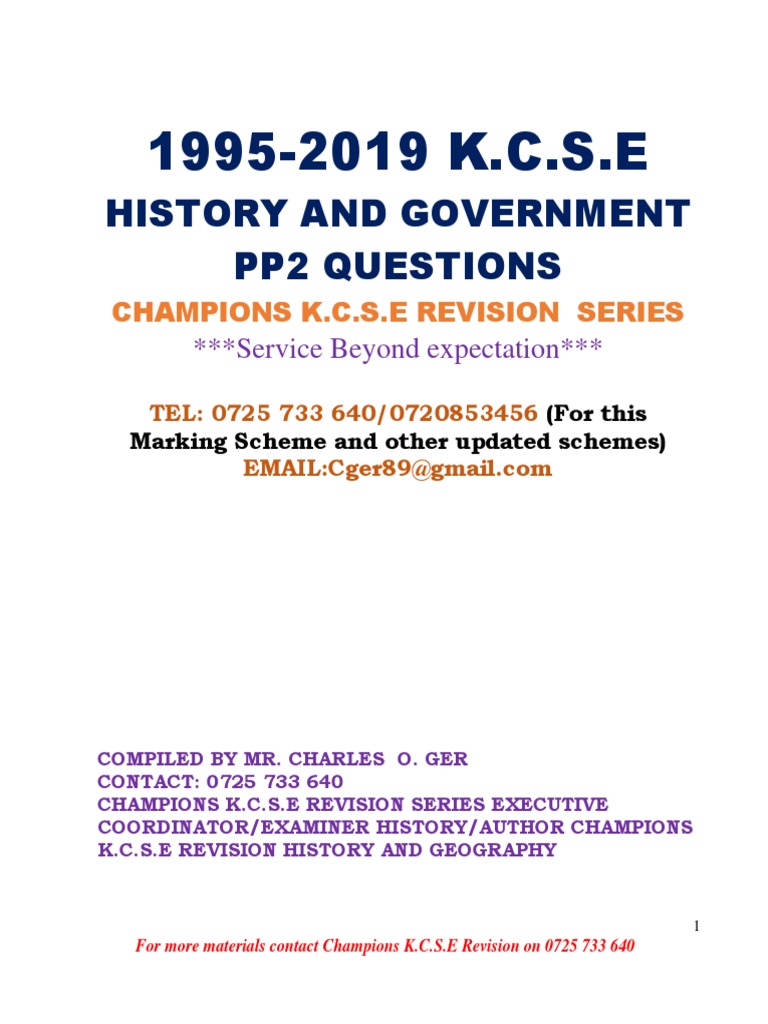History K.C.S.E Pp2-Questions Updated2 | PDF | Africa | Trade