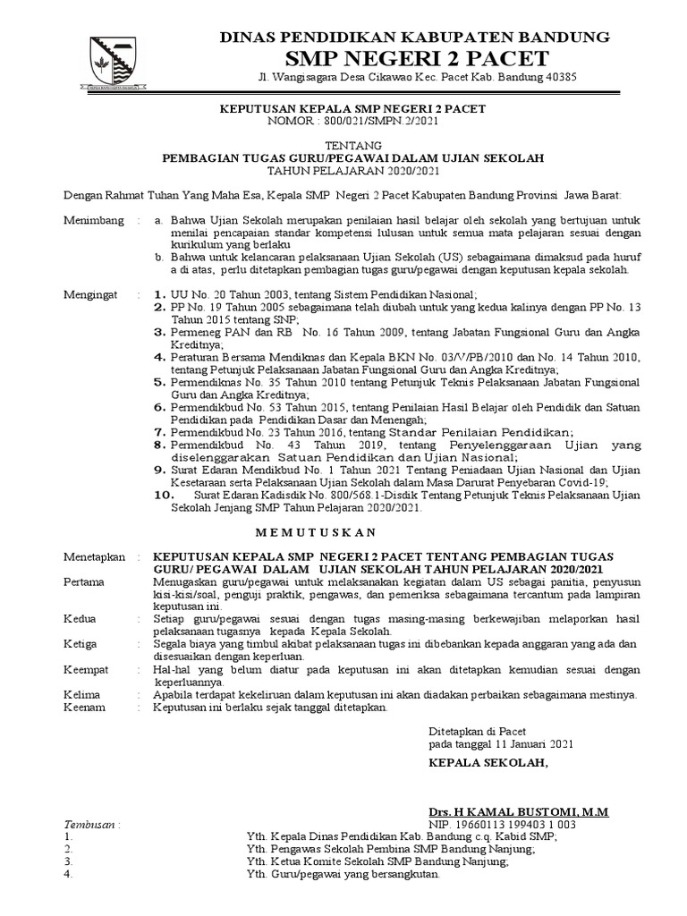 SK Pan ANBK SMPN 2 Pacet - 2021 | PDF