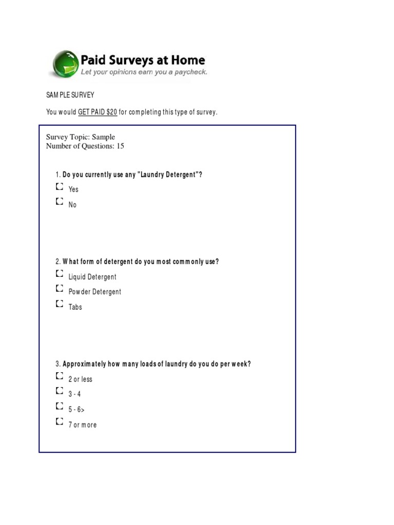 Sample Survey Questions | PDF | Laundry | Business Process