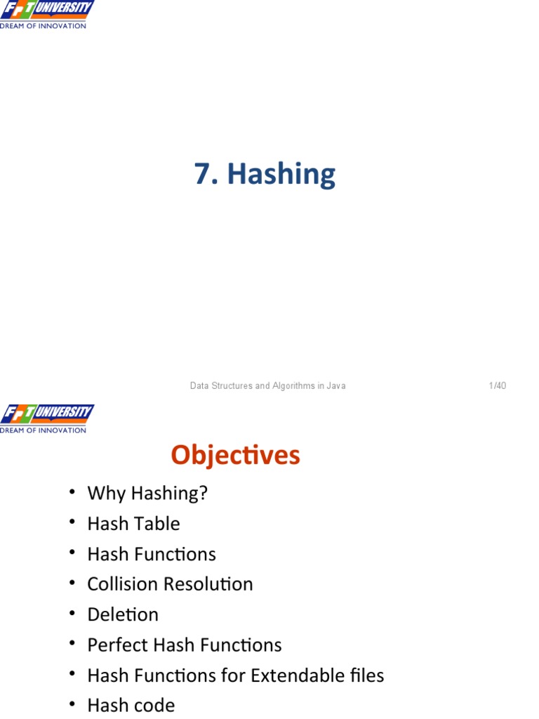 Hashing: 1/40 Data Structures and Algorithms in Java | PDF | Array Data Structure | Computer ...